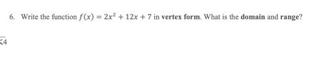 Solved Write The Function F X X X In Vertex Form Chegg