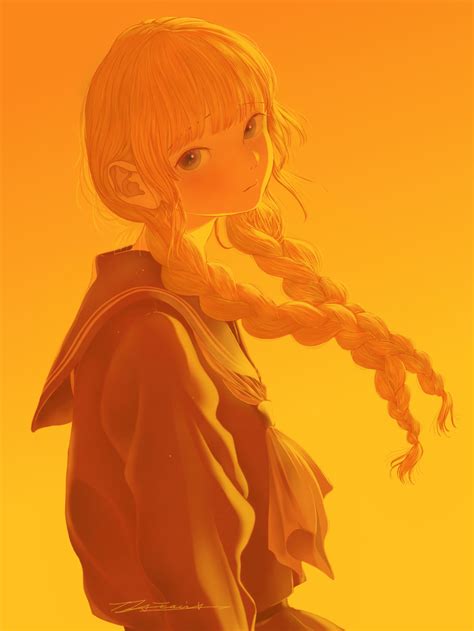 Safebooru 1girl Absurdres Braid Dusk Expressionless Floating Hair