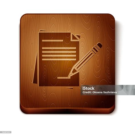 흰색 배경에 격리 된 지우개 아이콘이있는 갈색 빈 노트북과 연필 종이와 연필 나무 사각형 버튼입니다 벡터 일러스트레이션 개념에