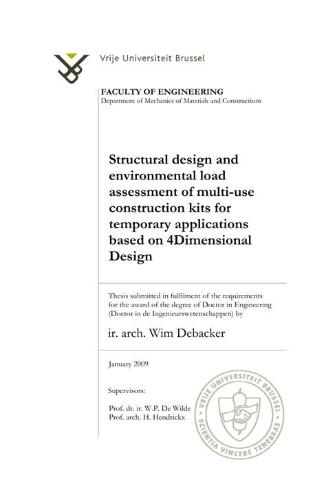 Pdf Structural Design And Environmental Load Assessment Of Multi Use Construction Kits For