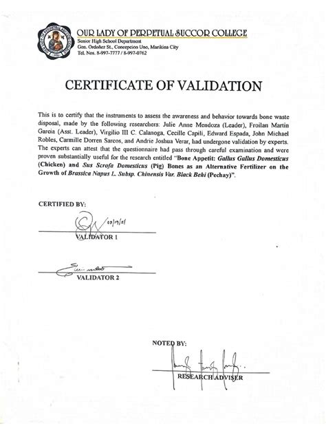 Certificate Of Validation Pdf