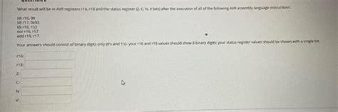 Solved What Result Will Be In Avr Registers R16 18 And The
