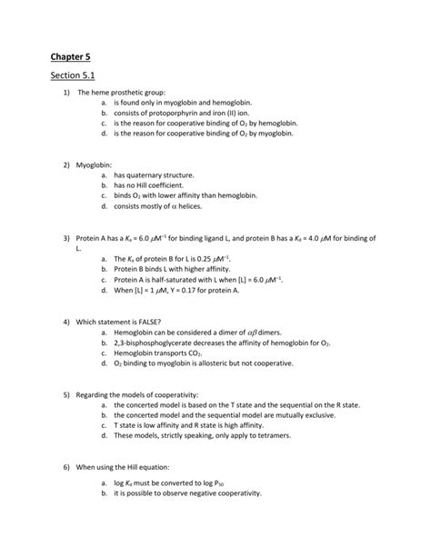 Biochemistry Exam Questions Proteins Hemoglobin And Immunoglobulins