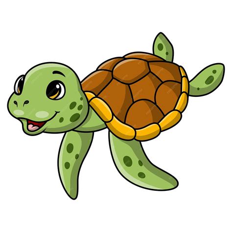 Cute Sea Turtle Cartoon On White Background Premium Vector