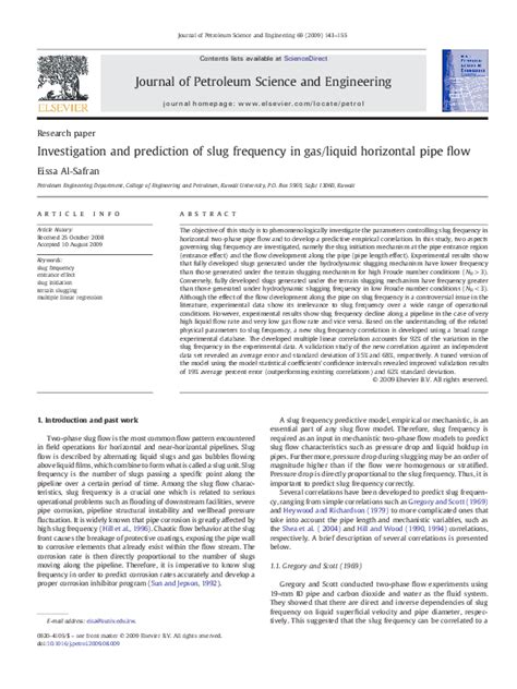 Pdf Investigation And Prediction Of Slug Frequency In Gasliquid