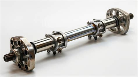 Chrome Steel Drive Shaft With Flange And Bolts Premium Ai Generated Image