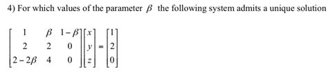 Solved For Which Values Of The Parameter B The Following Chegg