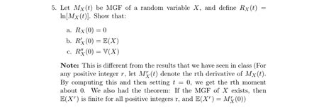 solved let mx t ﻿be mgf of a random variable x ﻿and define