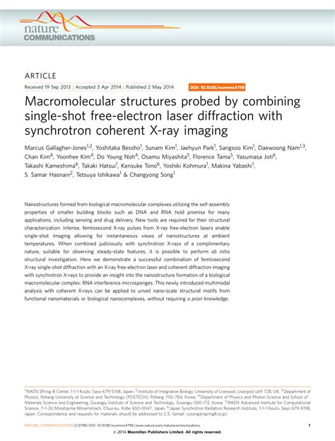 Pdf Macromolecular Structures Probed By Combining Single Shot Free Electron Laser Diffraction