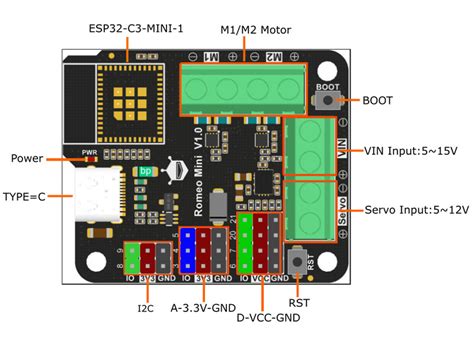 Romeo Mini Esp32 C3 Para Robótica Dfrobot Dfr1063