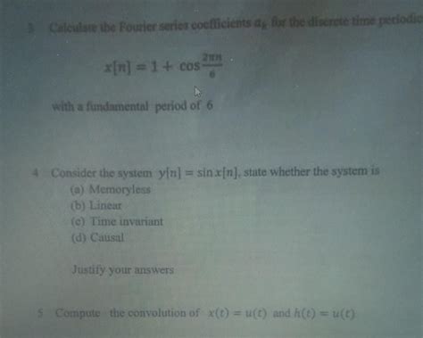 Solved Calculate The Fourier Series Coeficients An For The Chegg Com