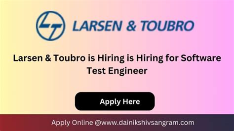 Exciting Opportunity Larsen And Toubro Are Hiring For Software Qa Test Engineer Exp4 6