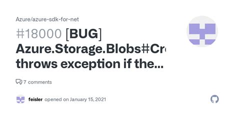 Bug Azurestorageblobscreateifnotexistsasync Throws Exception If