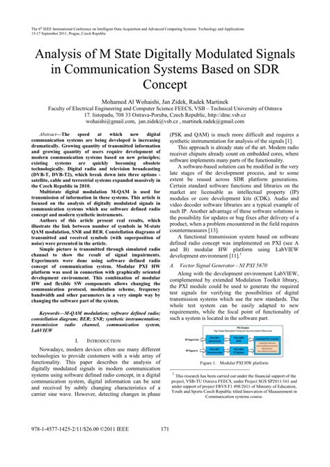 Pdf Analysis Of M State Digitally Modulated Signals In Communication Systems Based On Sdr Concept