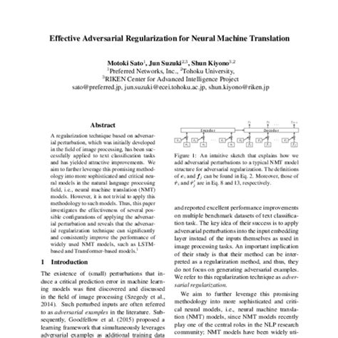 Effective Adversarial Regularization For Neural Machine Translation Acl Anthology