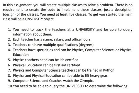 Solved In This Assignment You Will Create Multiple Classes