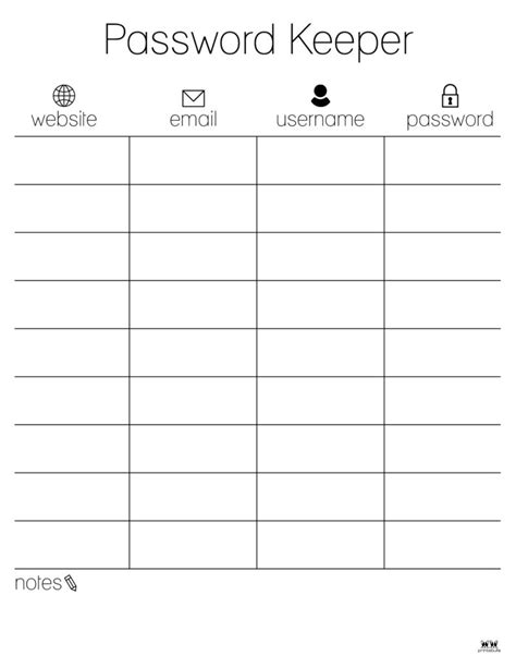 Free Printable Password Keeper