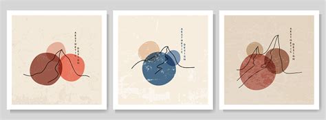 벡터 그림입니다 추상적인 현대미학 배경 웹 배너 소셜 미디어 템플릿을 위한 디자인 빈티지 스타일 선형 산의 원 모양입니다 복고풍 파스텔 색상 미니멀한 레이아웃 산에 대한