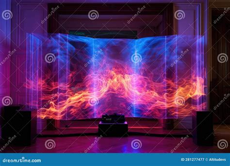 Dynamic Sound Wave Visualization On Large Screen Stock Illustration