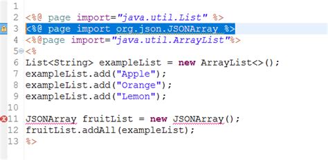 Java Cannot Import Jsonarray Into Jsp In Eclipse Stack Overflow