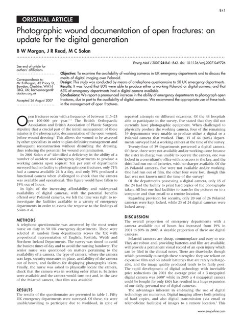 PDF Photographic Wound Documentation Of Open Fractures An Update For The Digital Generation