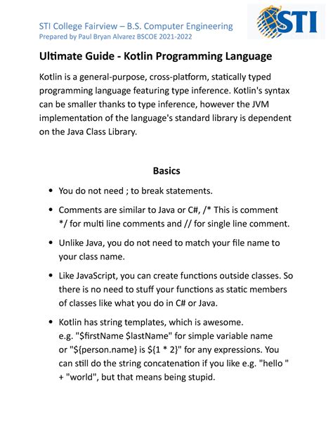 Ultimate Guide Kotlin Programming Language Prepared By Paul Bryan