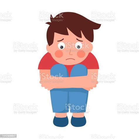 흰색 배경에 평평한 디자인으로 바닥에 앉아 있는 슬픈 아이 학생에 대한 스톡 벡터 아트 및 기타 이미지 학생 무서움