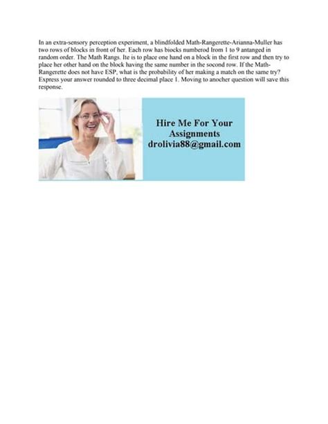 In An Extra Sensory Perception Experiment A Blindfolded Math Rangeretpdf