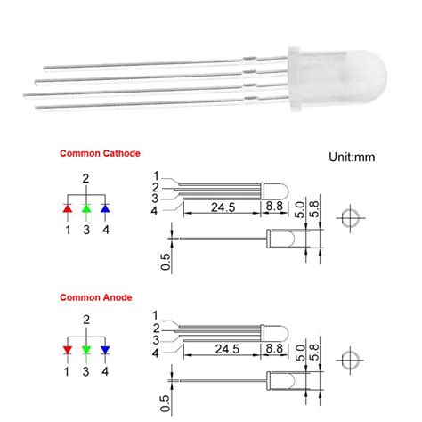 1000pcs 5mm Rgb Led Common Anode Diffused F5 Red G Grandado