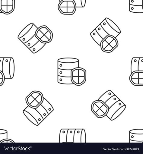 Grey Line Server With Shield Icon Isolated Vector Image