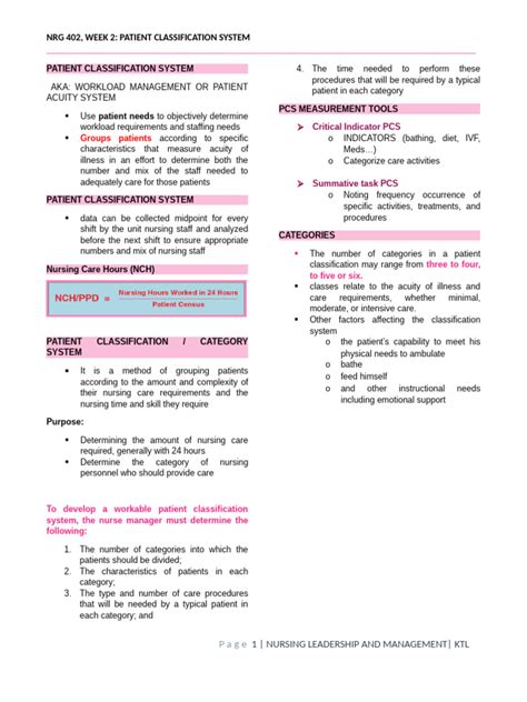 Patient Classification System Overview Pdf Nursing Social Programs