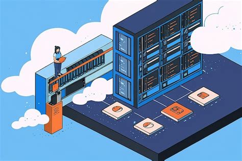 Cloud Synchronization Storage Isometric Illustration Network Infrastructure Premium Ai