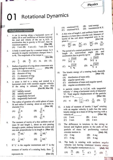 SOLUTION Rotational Dynamics Class Th Pyqs Mcqs Studypool