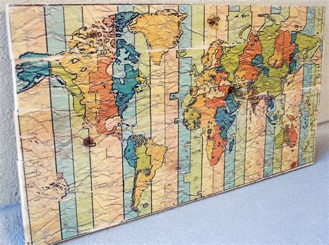Map Art Time Zone Map Colorful Wall Decor Living Room Large Etsy