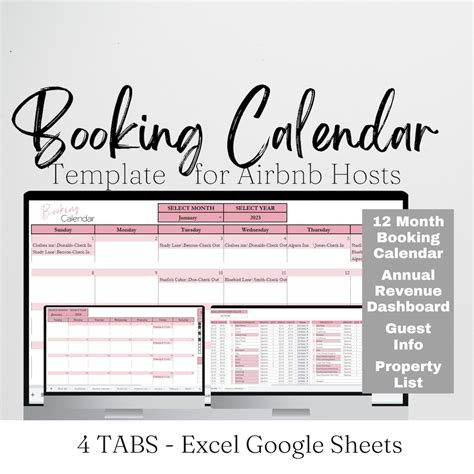 Booking Calendar For Short Term Rental Property Google Sheets Vacation Rental Business