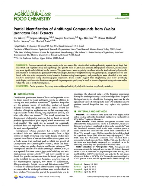 Pdf Partial Identification Of Antifungal Compounds From Punica Granatum Peel Extracts