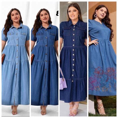 Plus Size Denim Dress Fashion Korean Maxi Denim Dress Lazada Ph