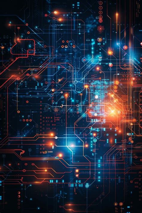 Digital Circuits Binary Codes And Neural Network Patterns In A Futuristic Background For Ai