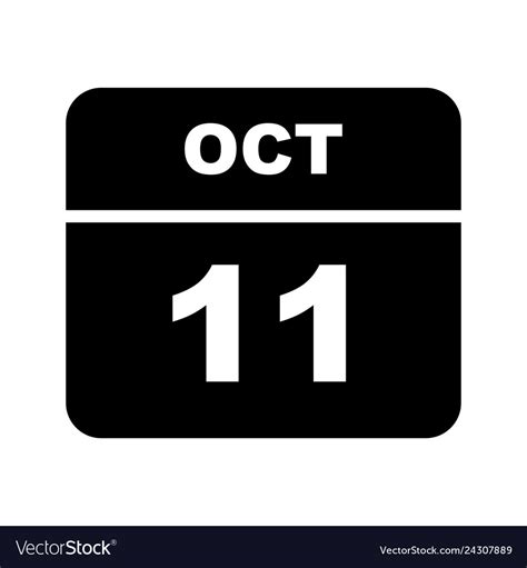 October 11th Date On A Single Day Calendar Vector Image