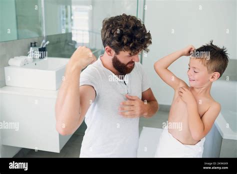 He Wants Muscles Just Like Daddy A Young Handsome Father And His