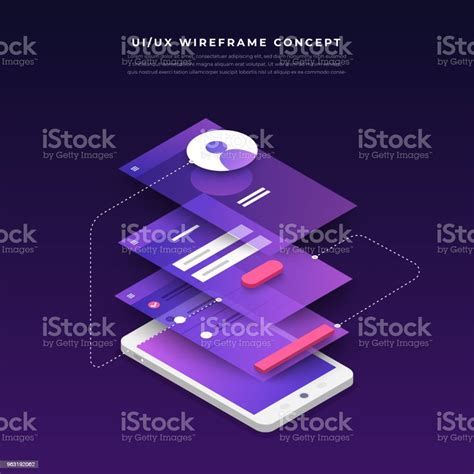 Ux Ui Flowchart Mockups Mobile Application Concept Isometric Flat Design Vector Illustration