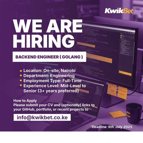 We Are Hiring Job Title Backend Engineer Golang Employment Type