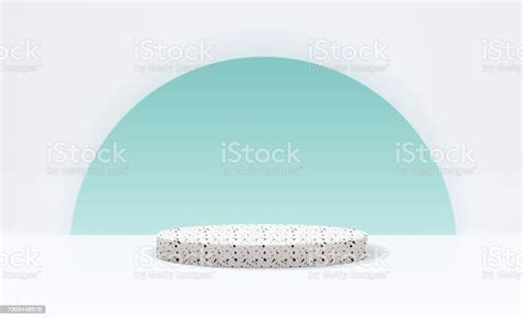 청록색 원 배경 위에 현실적인 3d 돌 받침대 광고 화장품 프리젠 테이션 패션 잡지에 대한 트렌디 한 빈 연단 디스플레이 공간