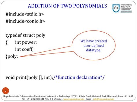 Addition Of Two Polynomials PPT