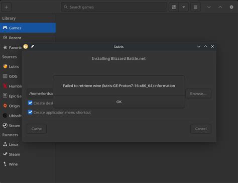 Battle Net Issue To Reinstall On Lutris Failed To Retrieve Wine Gaming Manjaro Linux Forum