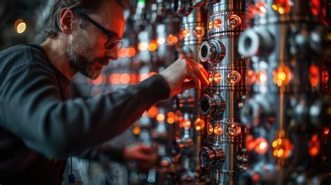 Technician Working On Advanced Machinery Premium Ai Generated Image