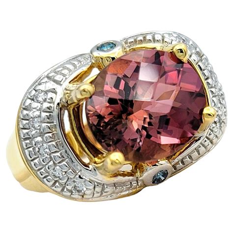 Oval Pink Tourmaline And Diamond Halo Ring Set In 14 Karat White And