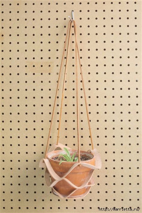 Подвесное кашпо из кожи своими руками