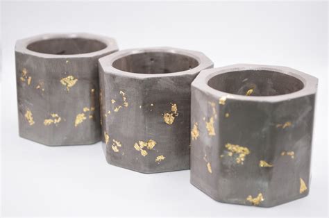 Кашпо гіпсове для свічок та рослин 4 7 см сірий з паталлю купити