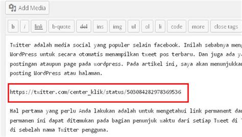 Cara Embed Tweet Di Post Atau Page Wordpress